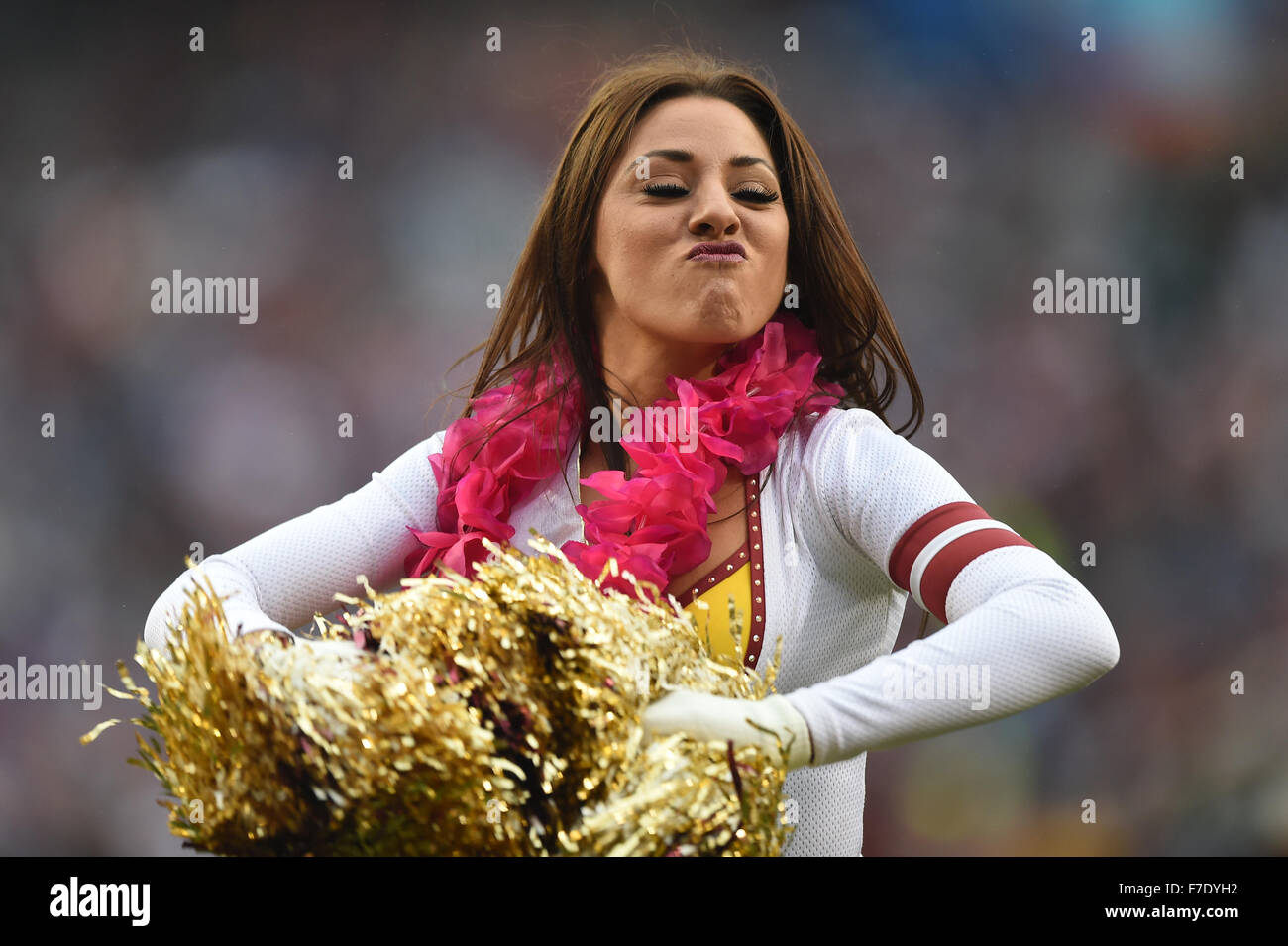 Landover, Maryland, USA. 29th November, 2015. A Redskin cheerleader ...