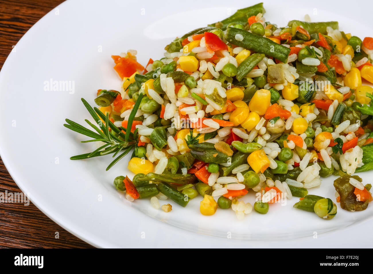 Mexican rice with vegetables and salad leaves Stock Photo - Alamy