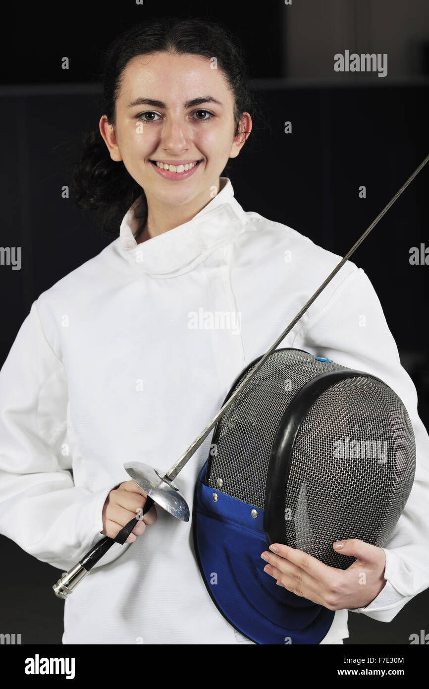 sword sport young athlete portrait at training Stock Photo - Alamy