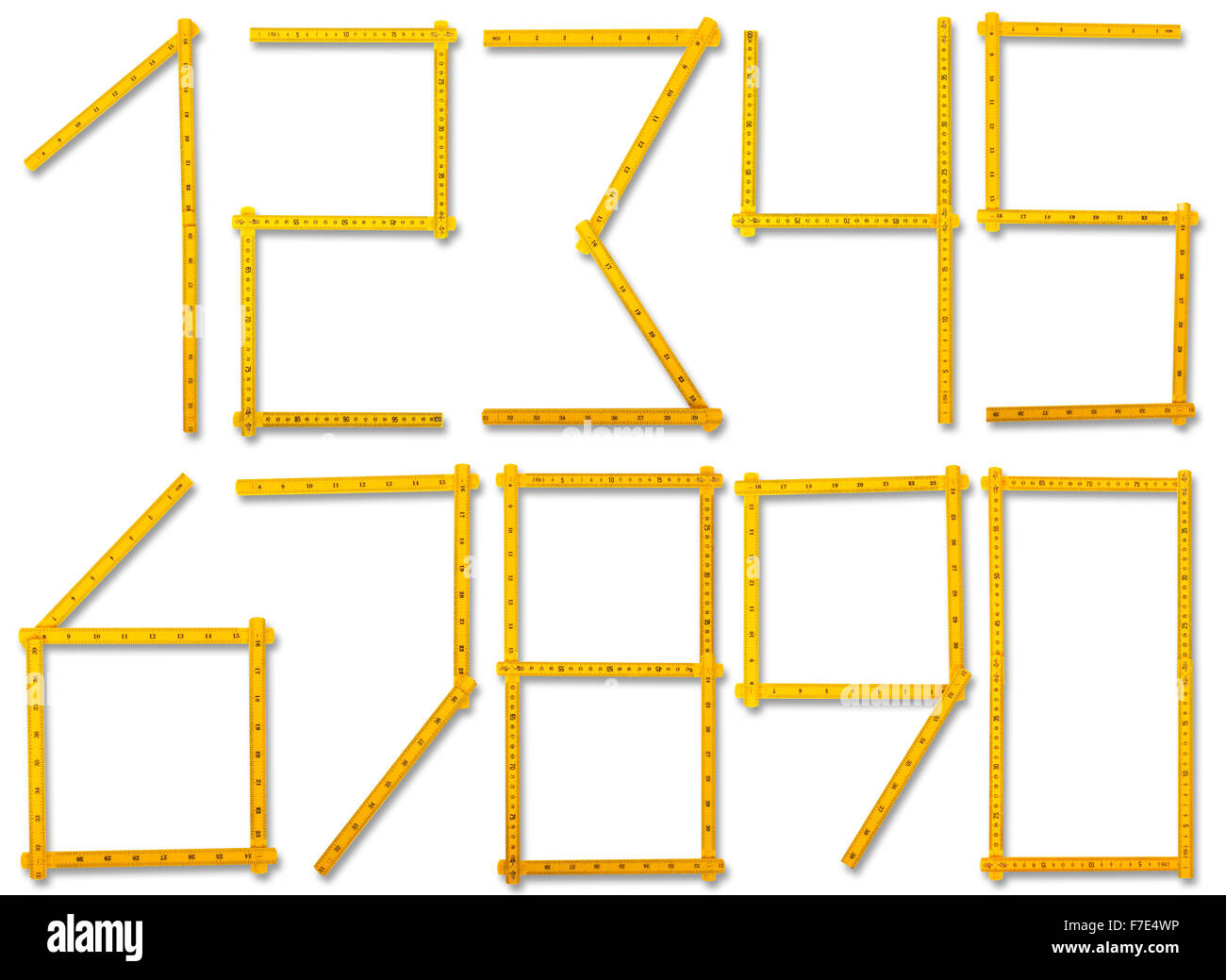 Carpenter rule look like numbers. Isolated over white background with ...