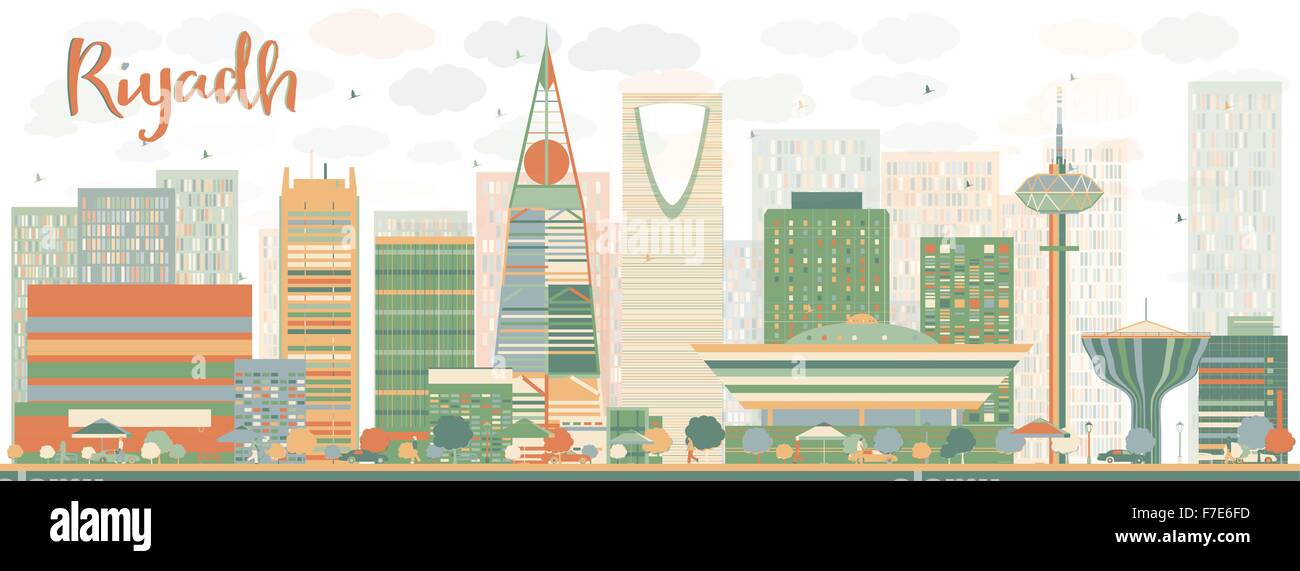 Abstract Riyadh skyline with Color buildings. Vector illustration ...