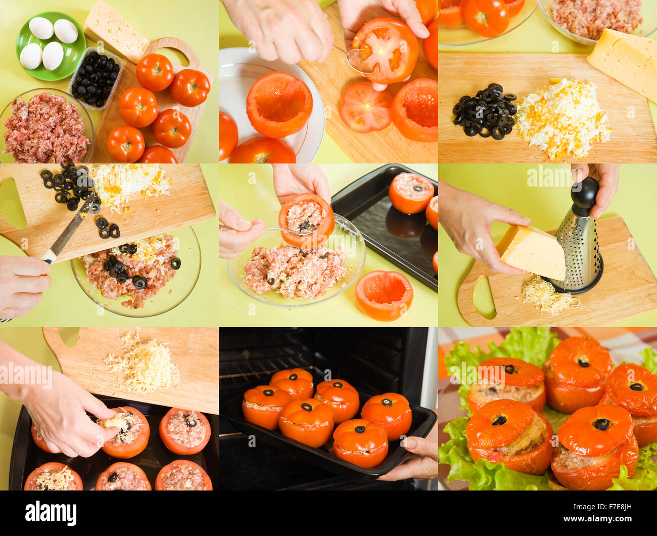 stages of cooking of stuffed tomato at home Stock Photo - Alamy