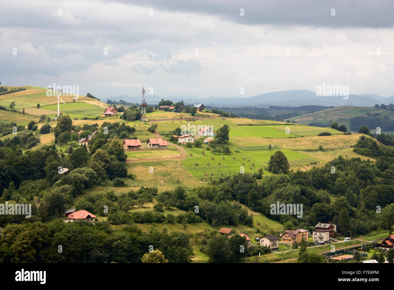 Village in mountains. Beskids, Poland Stock Photo - Alamy