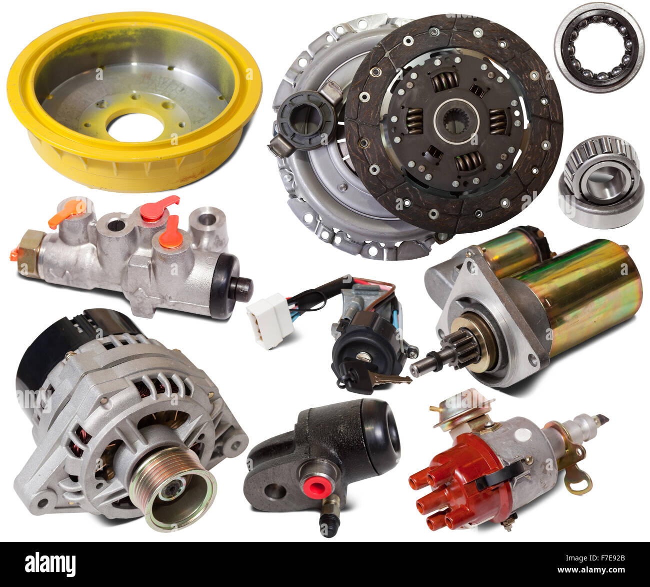 Set of auto parts. Isolated on white background Stock Photo - Alamy