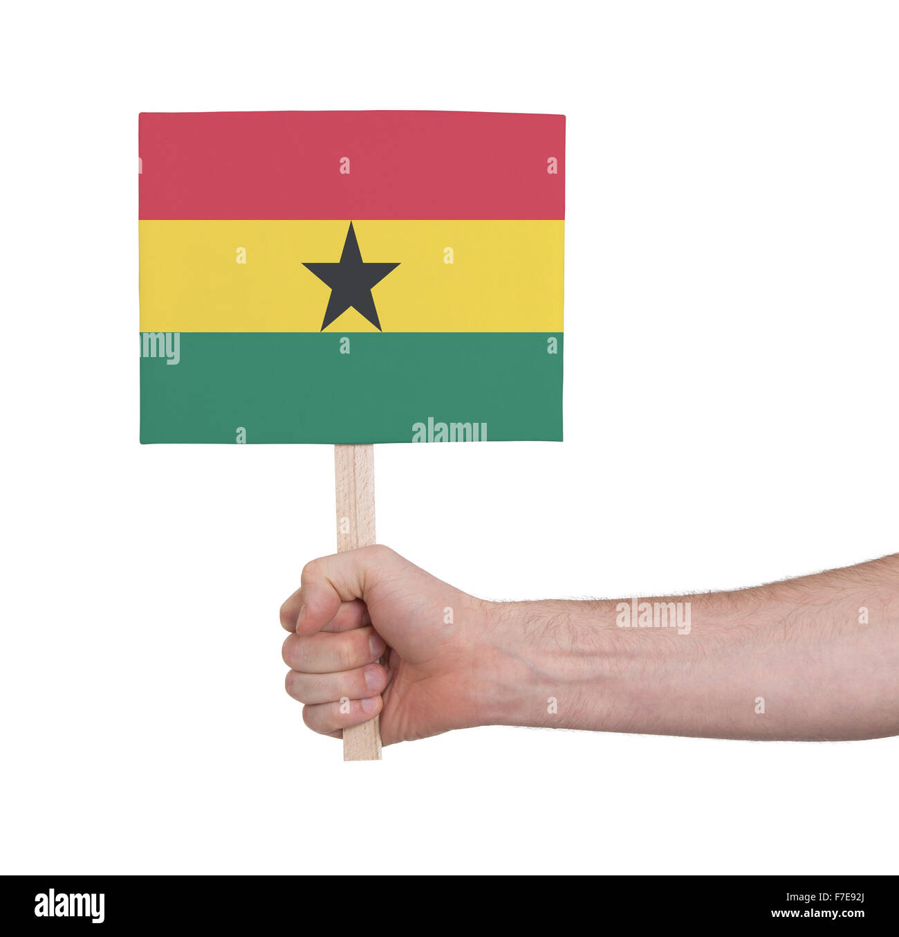 Hand holding small card, isolated on white - Flag of Ghana Stock Photo ...