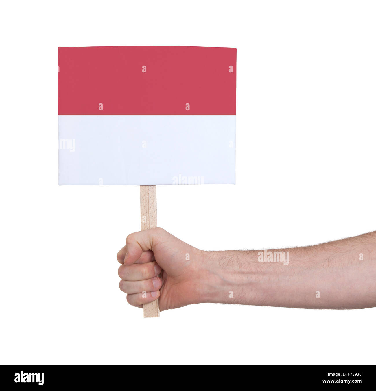 Hand holding small card, isolated on white - Flag of Monaco Stock Photo ...