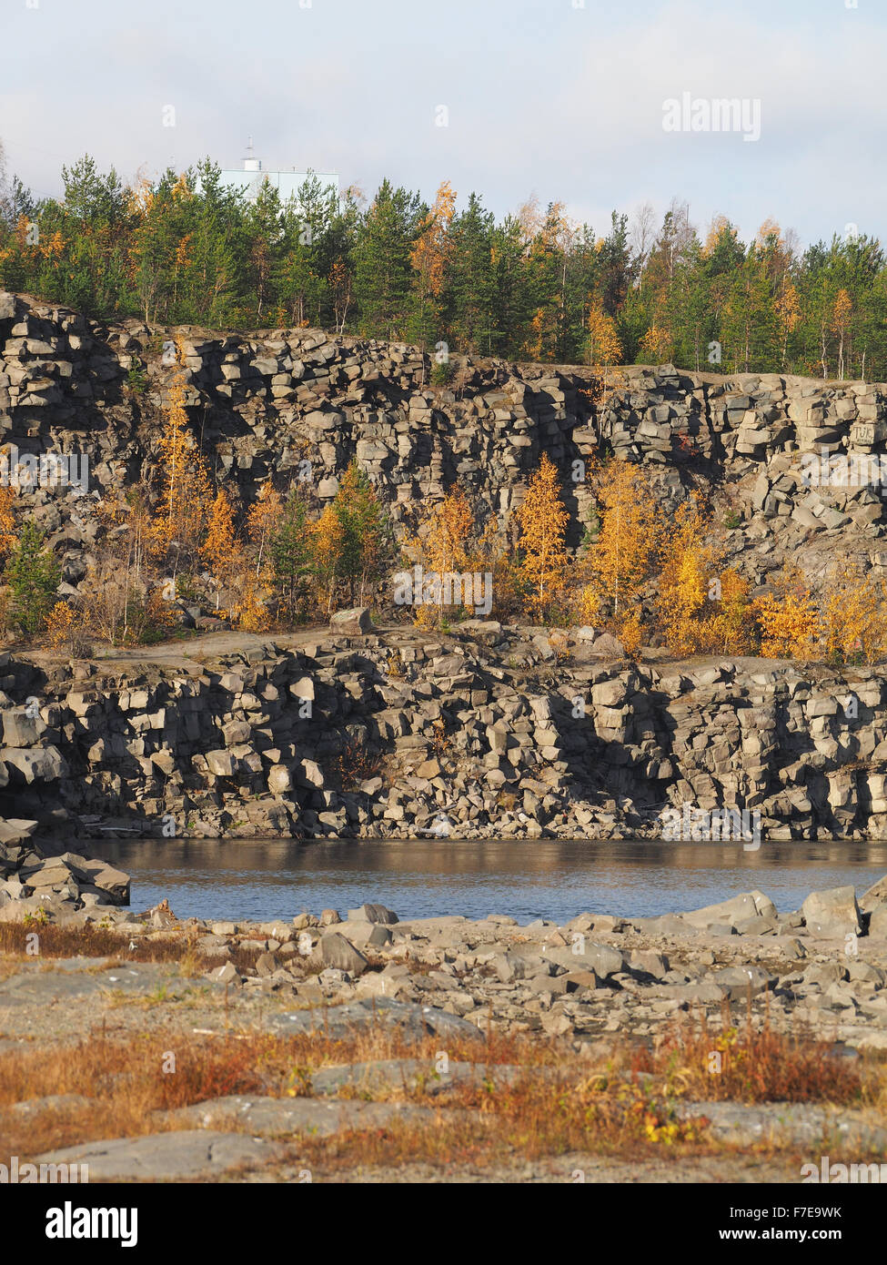 flooded quarry in autumn Stock Photo - Alamy