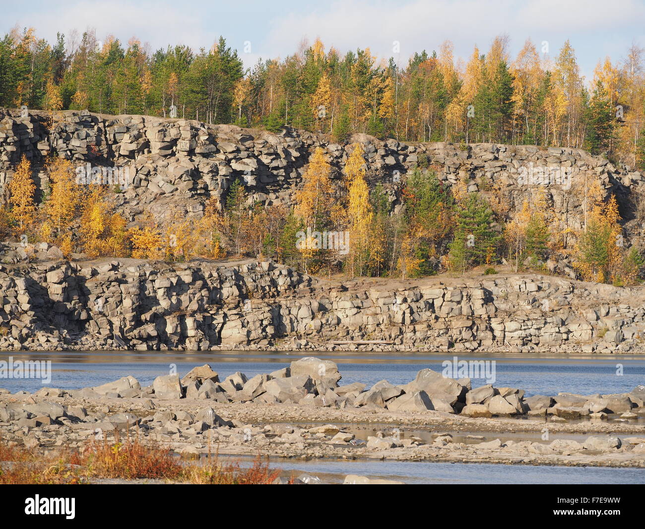 flooded quarry in autumn Stock Photo - Alamy