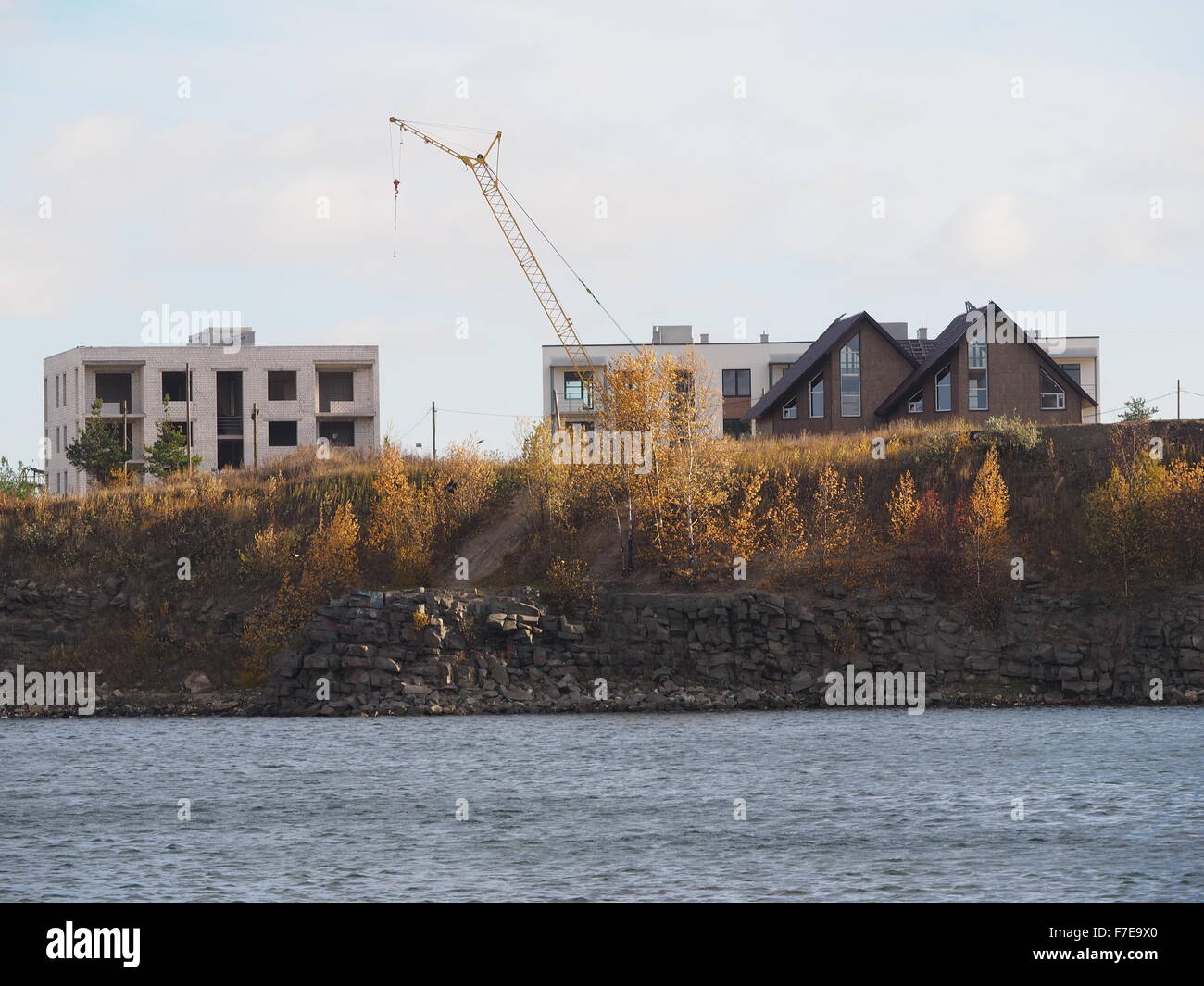 Construction on the lake Stock Photo - Alamy