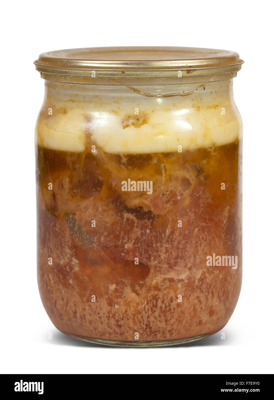 tinned stew meat in glass. Isolated over white background Stock Photo ...