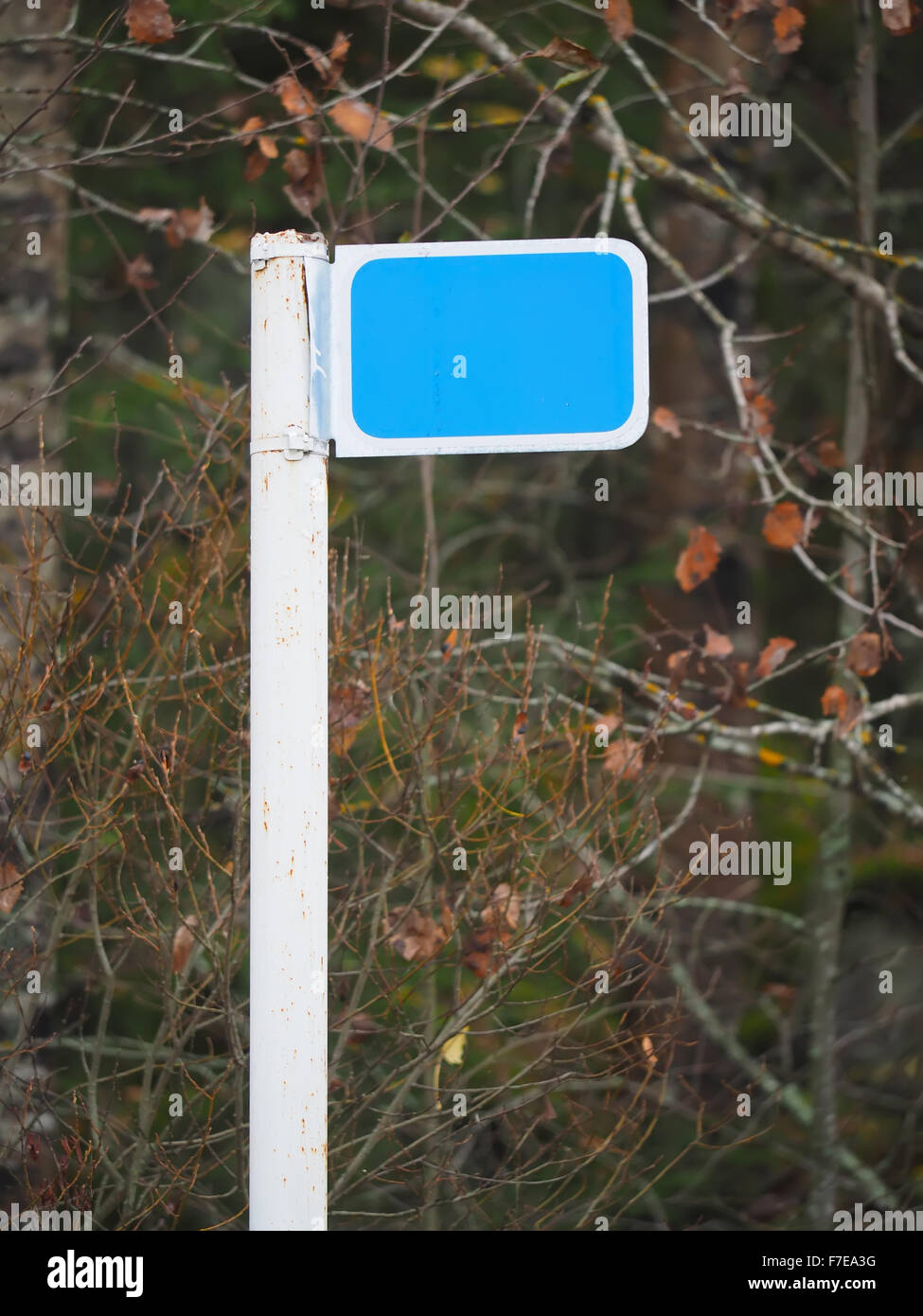 km blank sign in the forest Stock Photo - Alamy