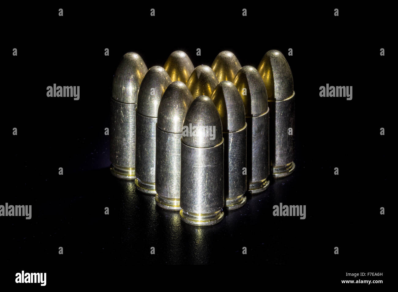 The bullets on black background Stock Photo - Alamy