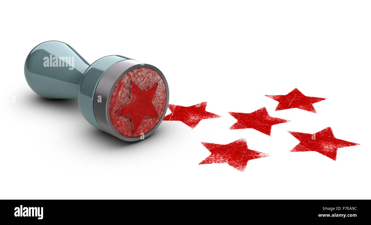Rubber stamp over white background with five stars printed on it ...