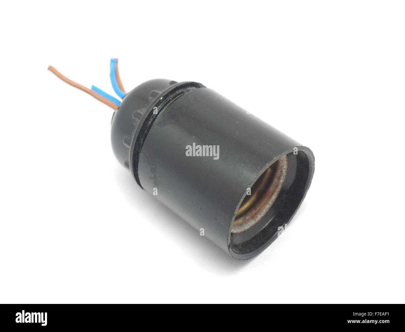 Old rusty lamp socket on a white background Stock Photo - Alamy