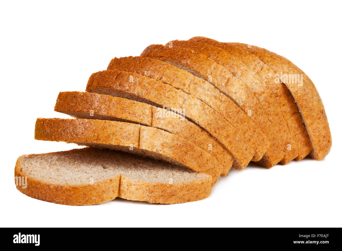 several slices of whole grain bread over a white surface Stock Photo ...