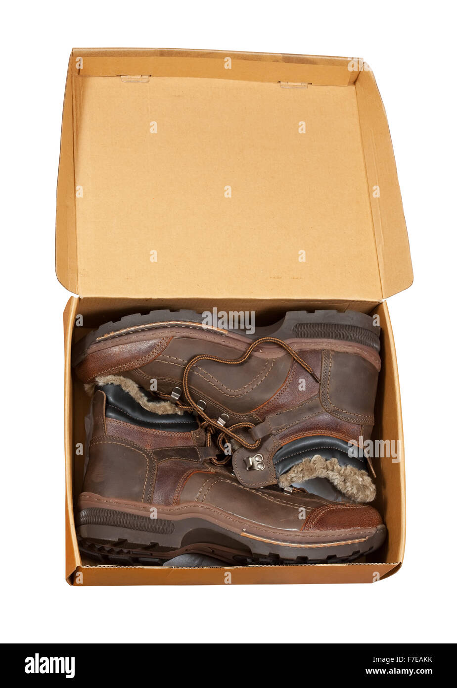 Pack with men boots. Isolated on white background Stock Photo - Alamy