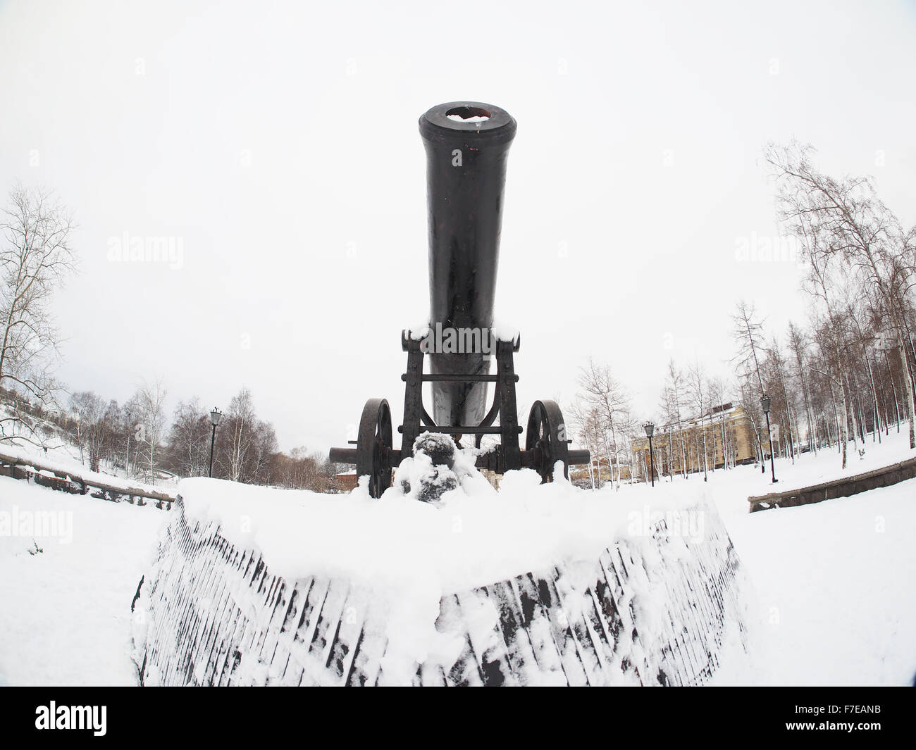 gun in the park. winter Stock Photo - Alamy