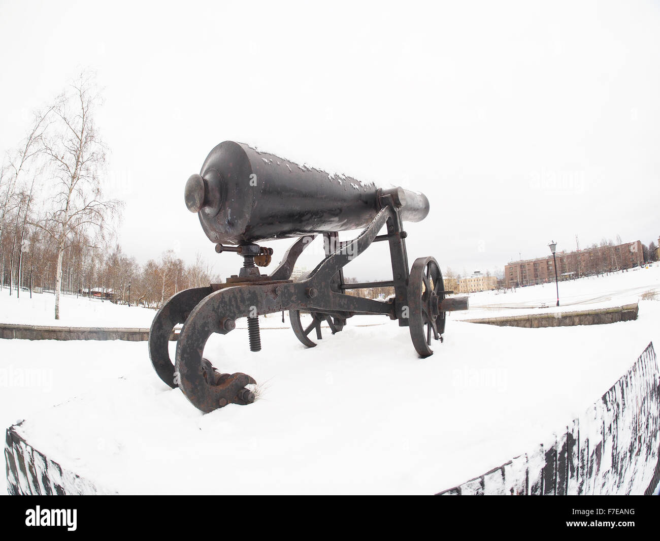 gun in the park. winter Stock Photo - Alamy