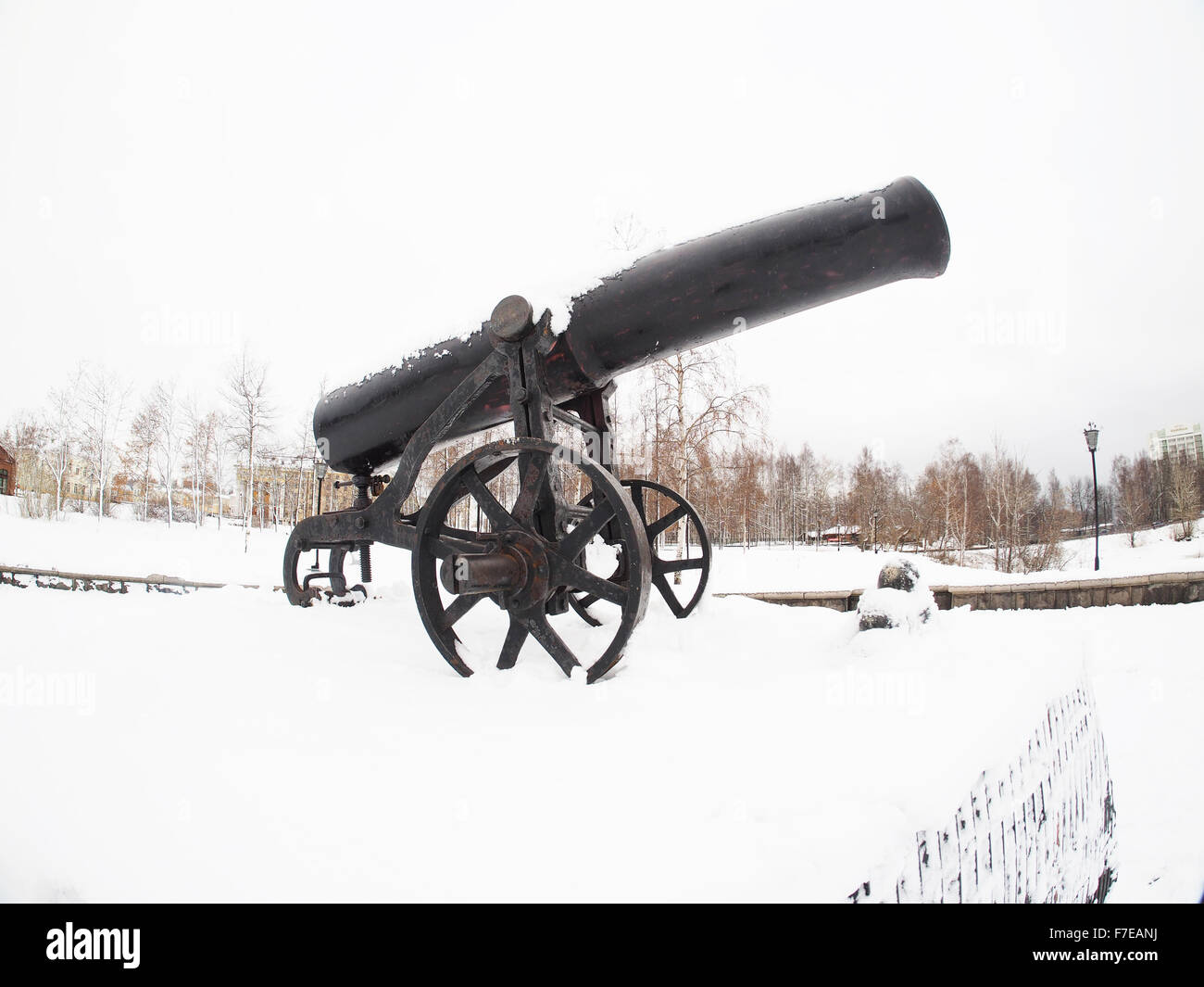 gun in the park. winter Stock Photo - Alamy