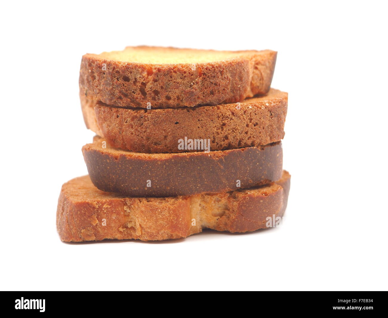 Dried white bread on a white background Stock Photo - Alamy