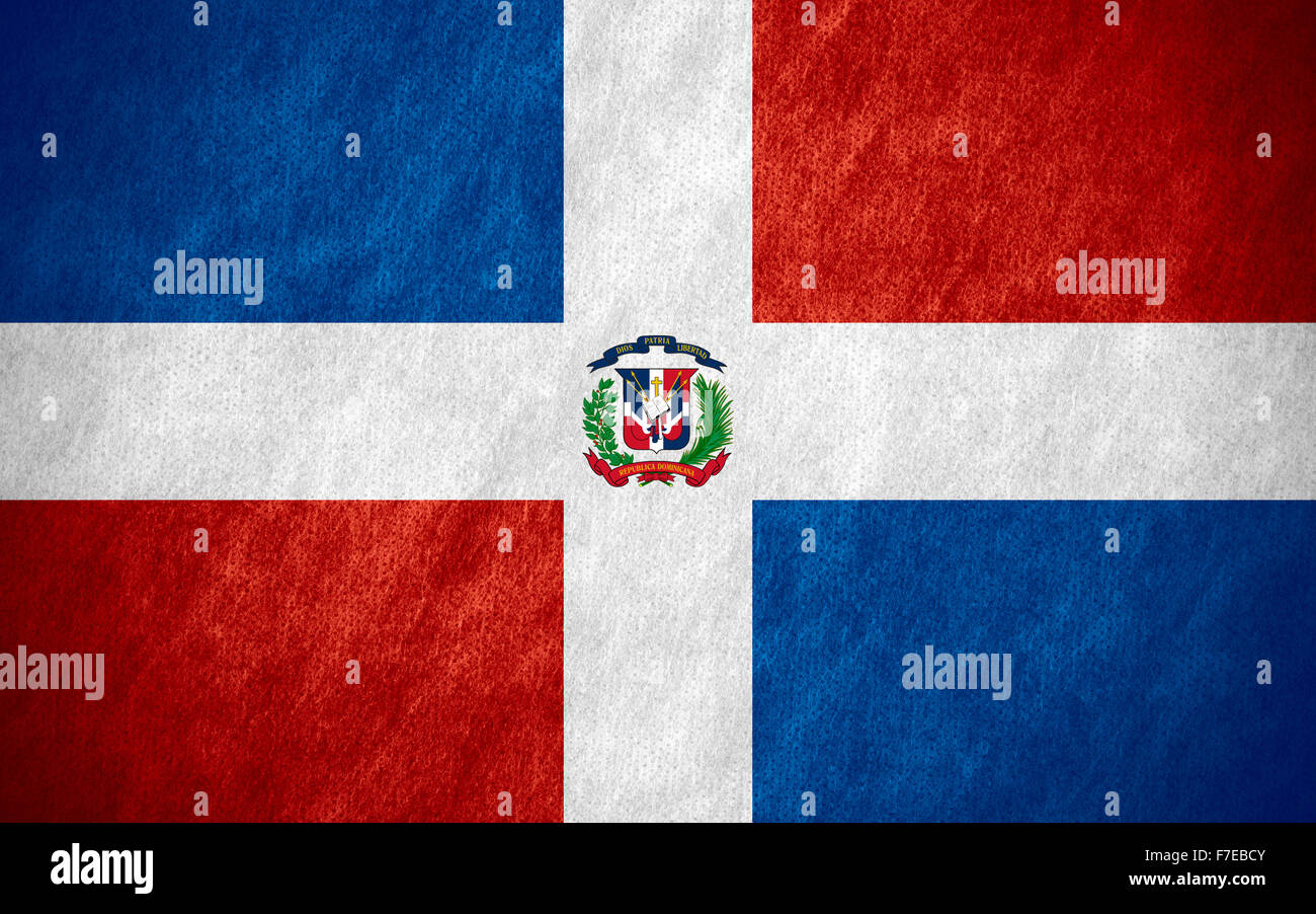 flag of Dominican Republic or Dominican banner on canvas texture Stock ...