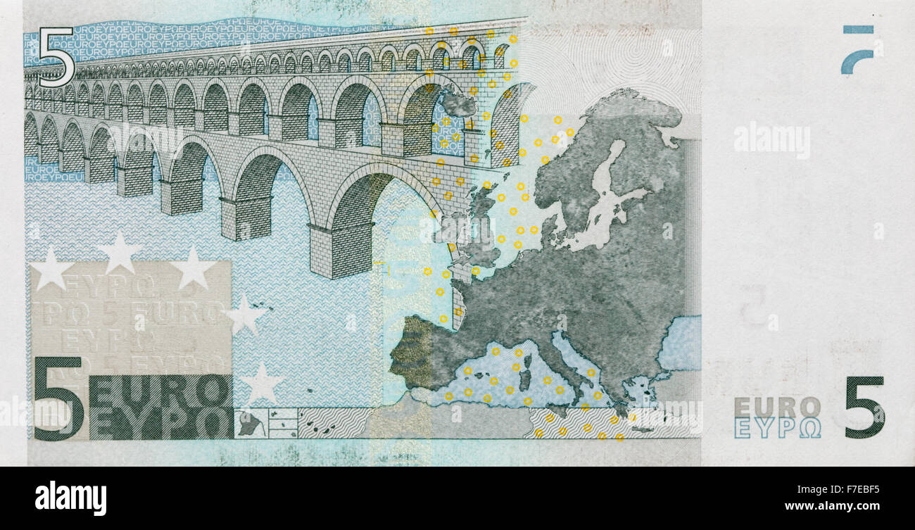 Five euro. New banknote reverse Stock Photo - Alamy