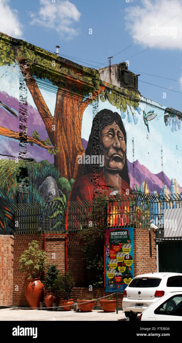 Wall mural showing an indigenous Native Indian Stock Photo - Alamy
