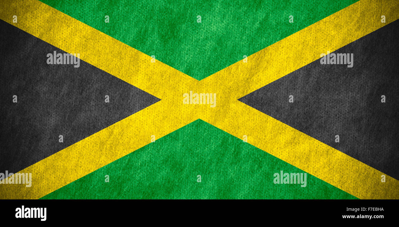 flag of Jamaica or Jamaican banner on canvas texture Stock Photo - Alamy