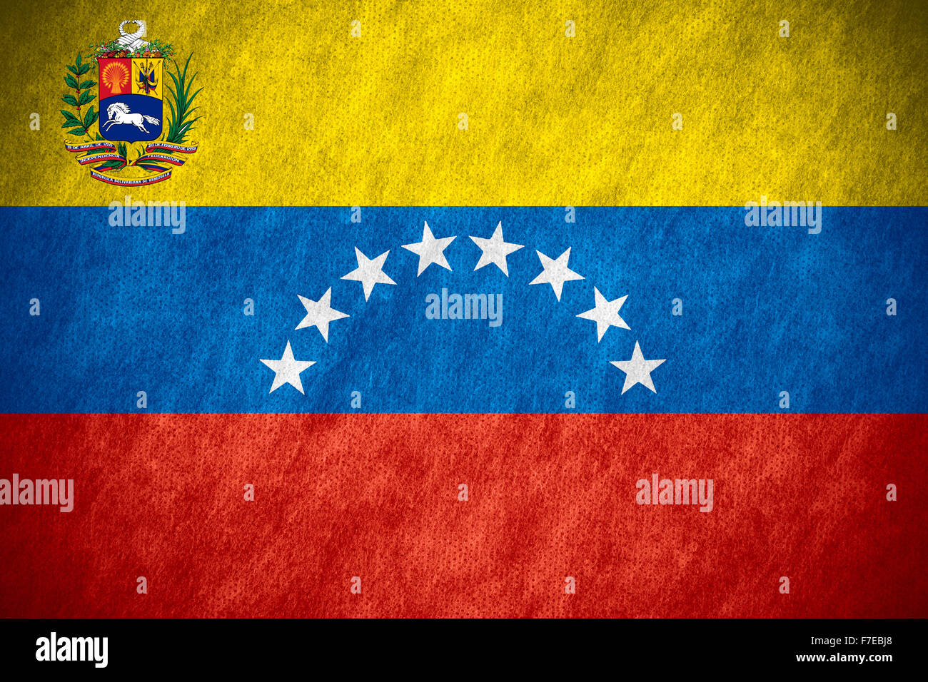 flag of Venezuela or Venezuelan banner on canvas texture Stock Photo ...