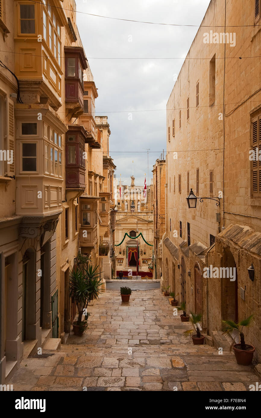 Street in an old European town (Valletta, Malta Stock Photo - Alamy