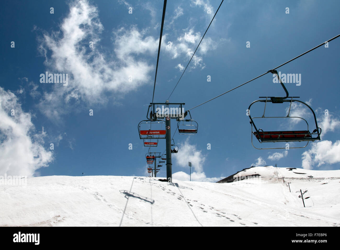 Ski lifts at Valle Nevado, Andes Chile Stock Photo - Alamy