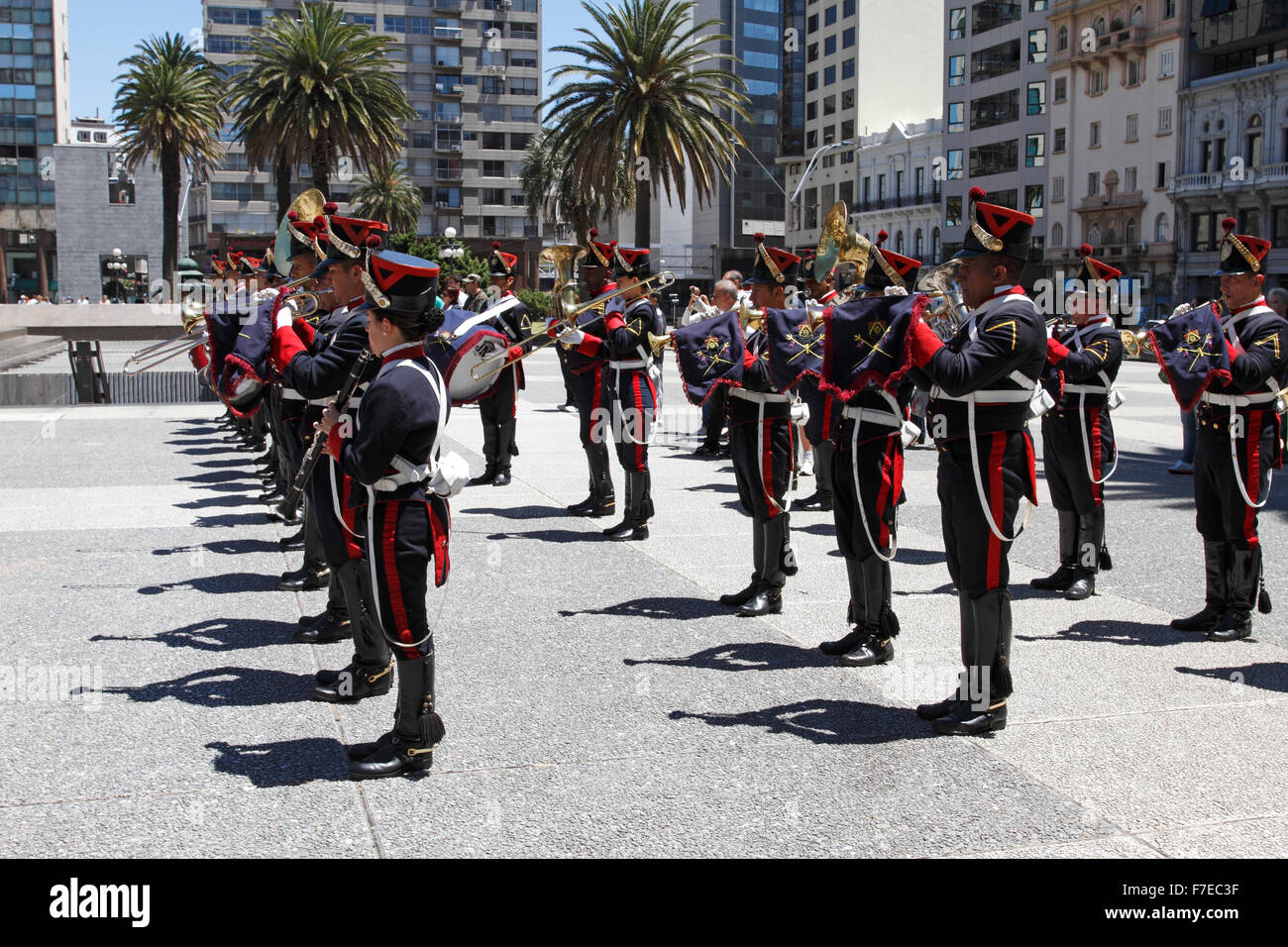 Military band playing at a commemoration parade in Independence Square ...