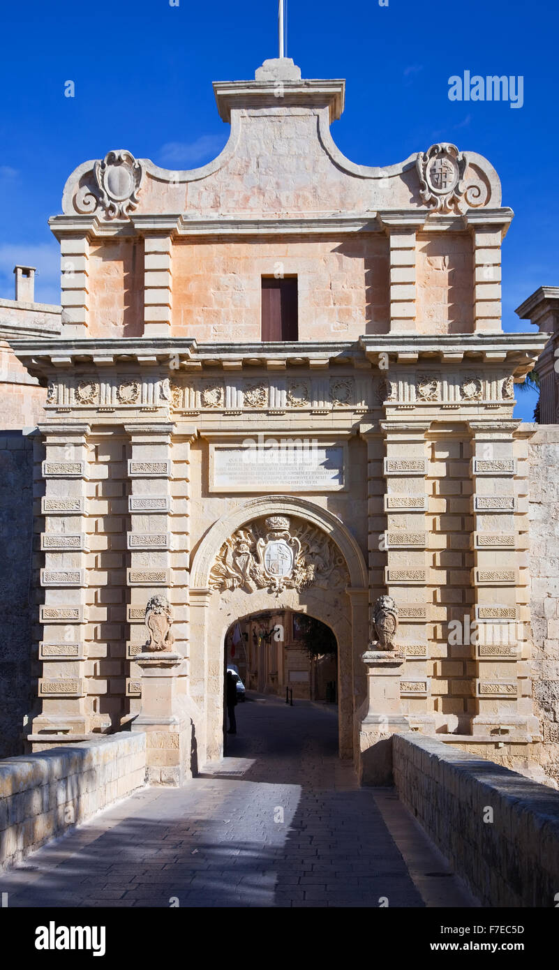 Old town gate at medieval Mdina. Malta Stock Photo - Alamy