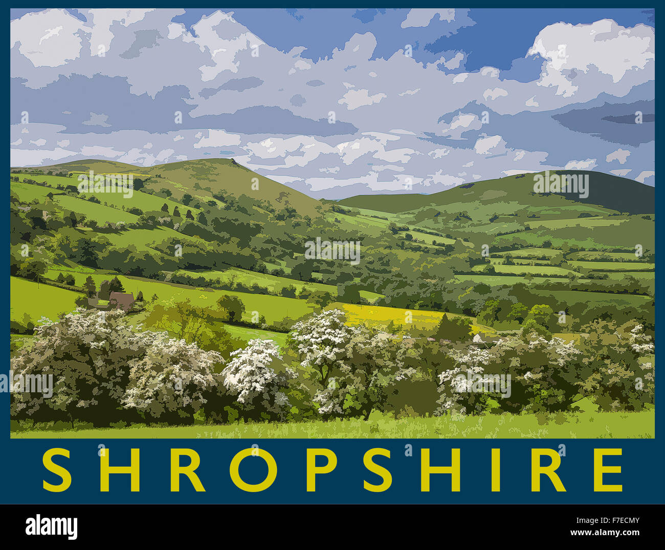 A poster style illustration from a photograph of The Hope Bowdler hills ...