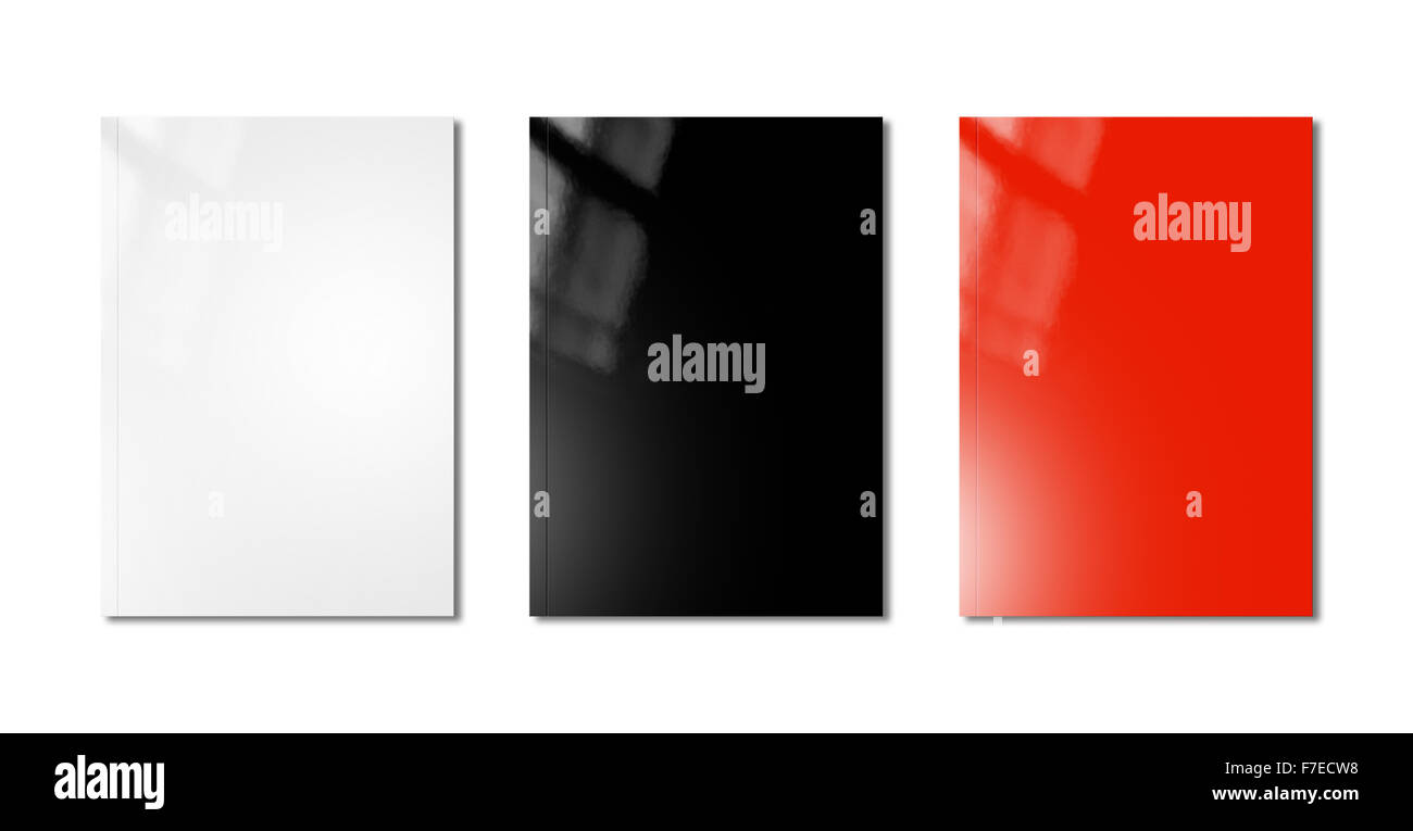 white, black and red booklet covers isolated on white background ...