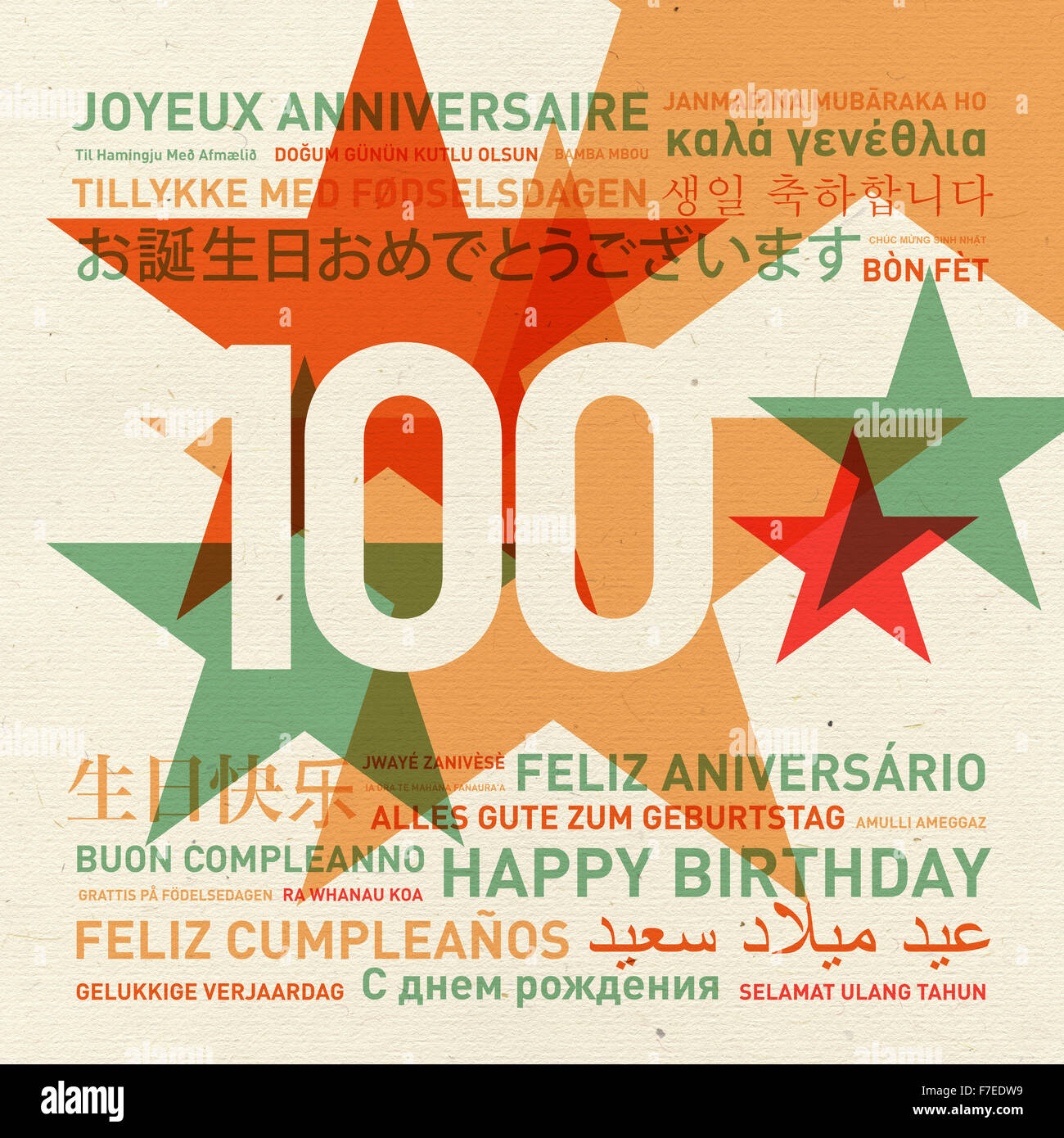 100th anniversary happy birthday from the world. Different languages ...