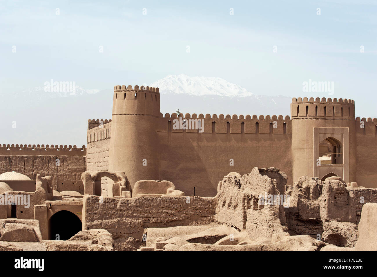 Ruins, towers and walls of the fortress citadel Arg-e Rayen, Kerman ...