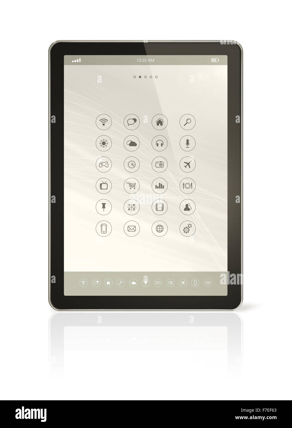 3D digital tablet pc with apps icons interface - isolated on white with ...