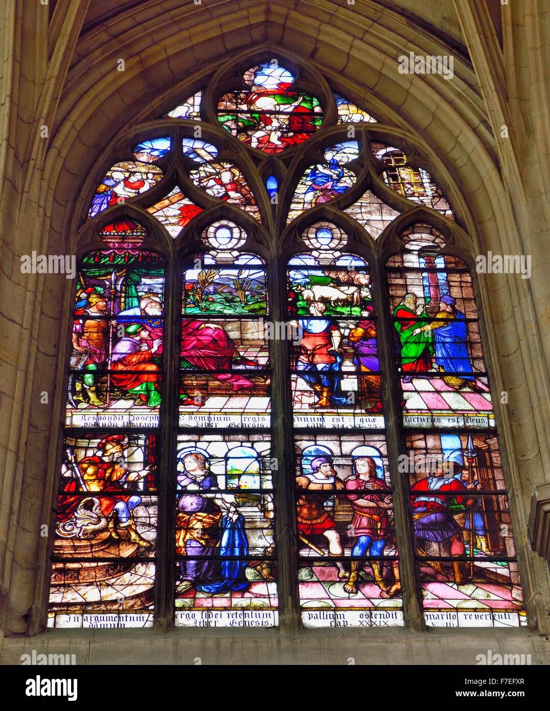 Colorful stained glass window, late Gothic period, 16th century ...