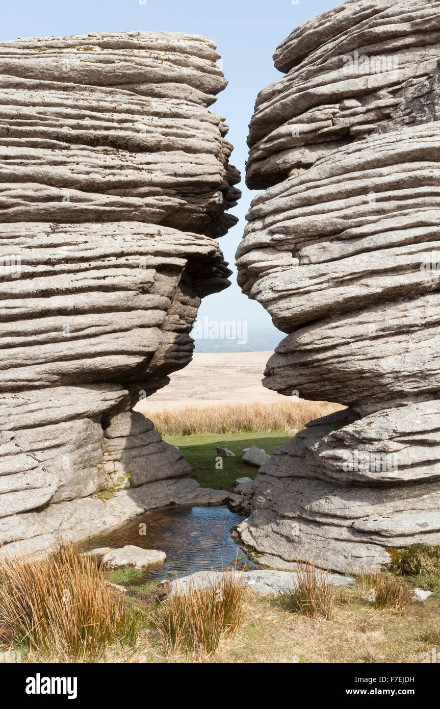 The Thirlstone - a gap between two stacks of Watern Tor on North ...
