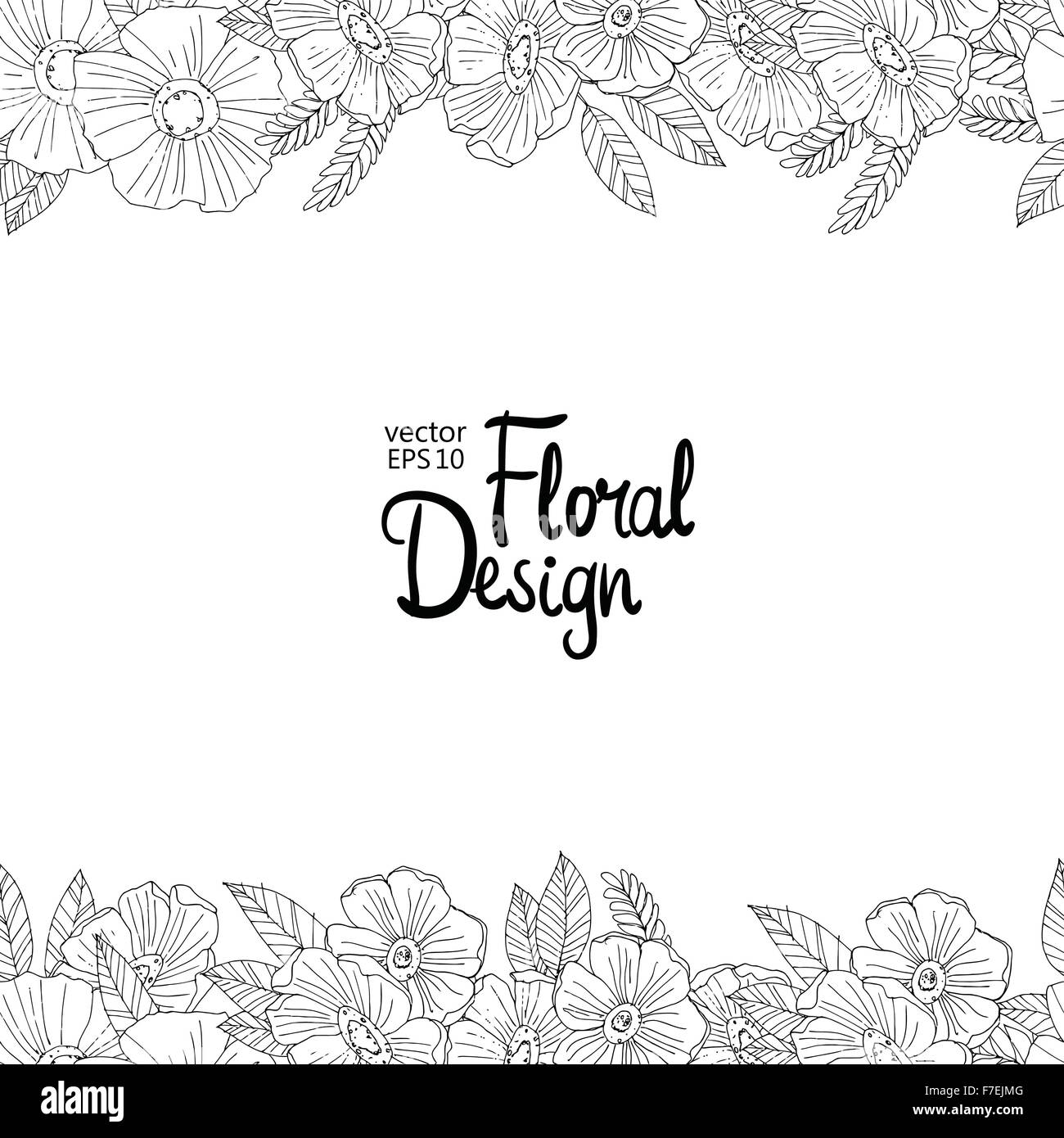 Floral border made with sketchy flowers Stock Vector Image & Art - Alamy