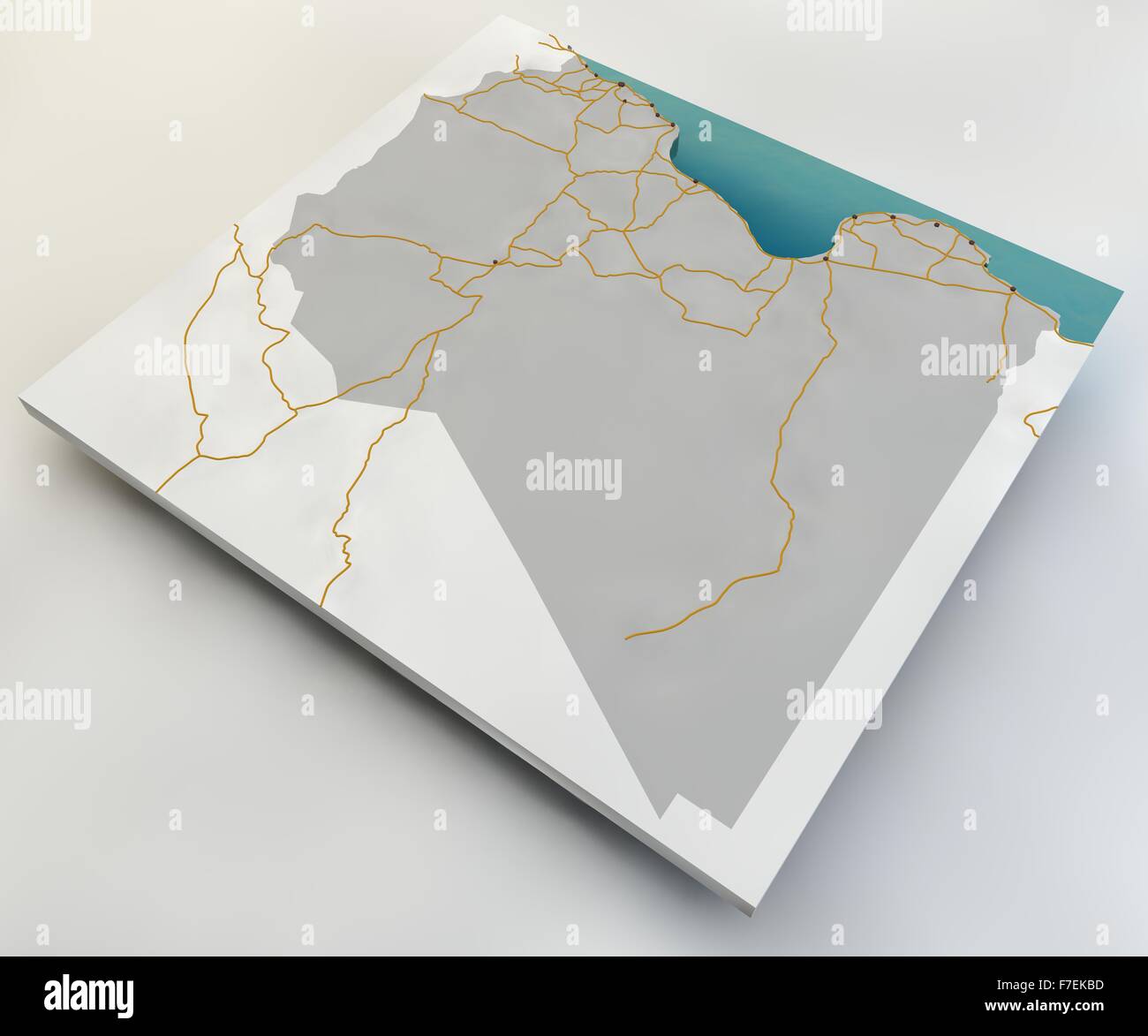 Flat physical map section of Libya on gray background Stock Photo - Alamy
