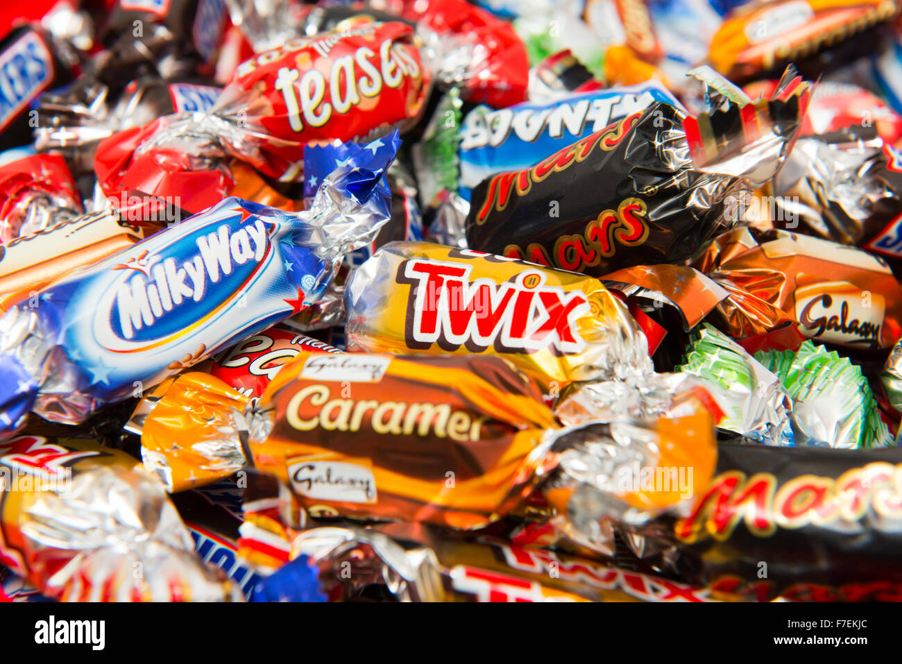 A selection of chocolates from a tin of Celebrations Stock Photo - Alamy