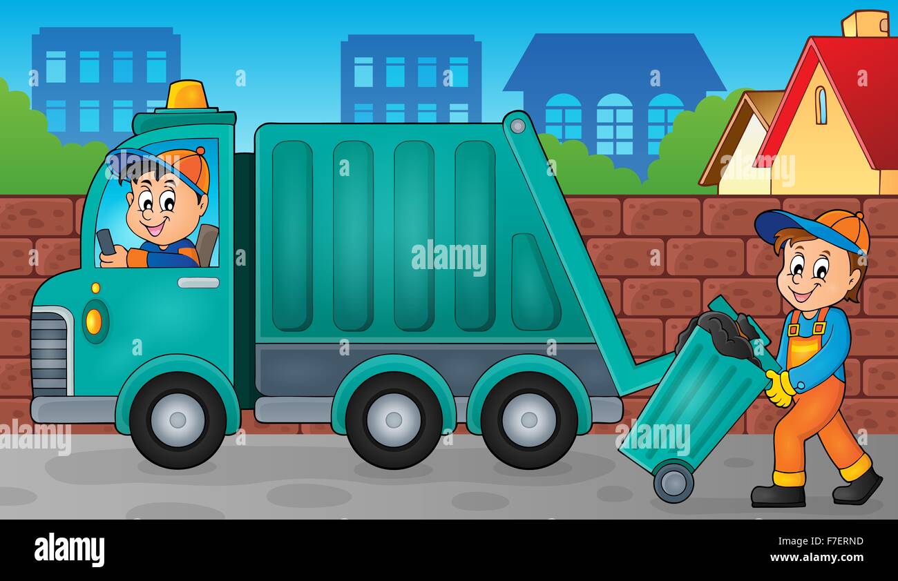 Garbage collector theme image 3 - picture illustration Stock Photo - Alamy