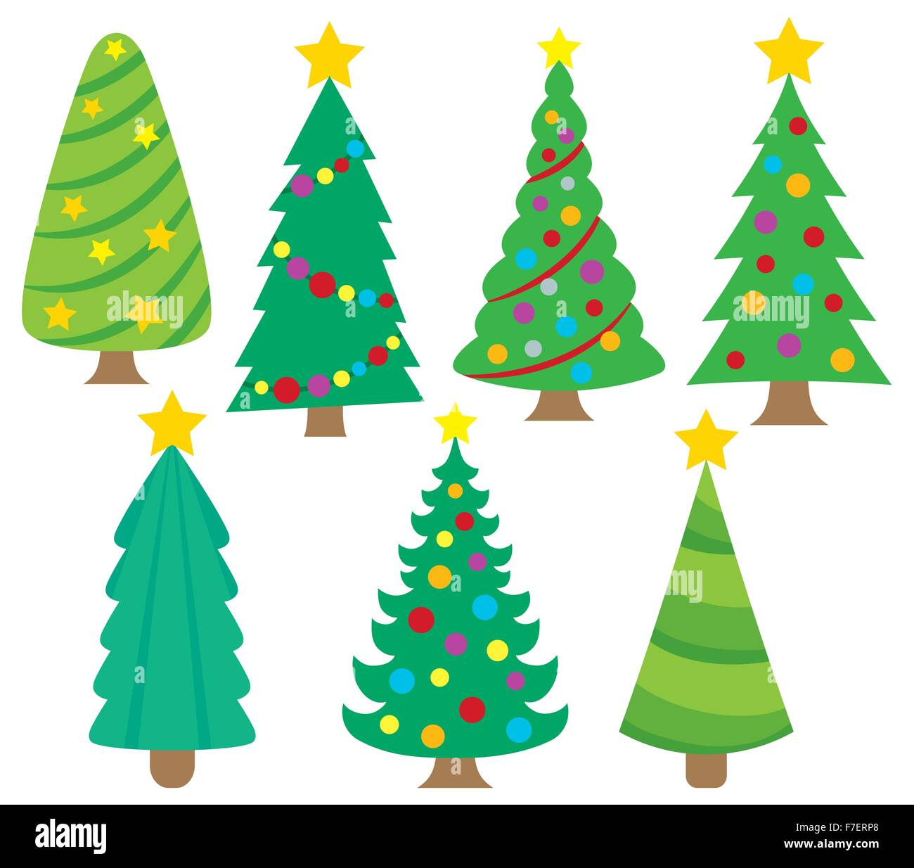 Stylized Christmas trees collection 1 - picture illustration Stock ...