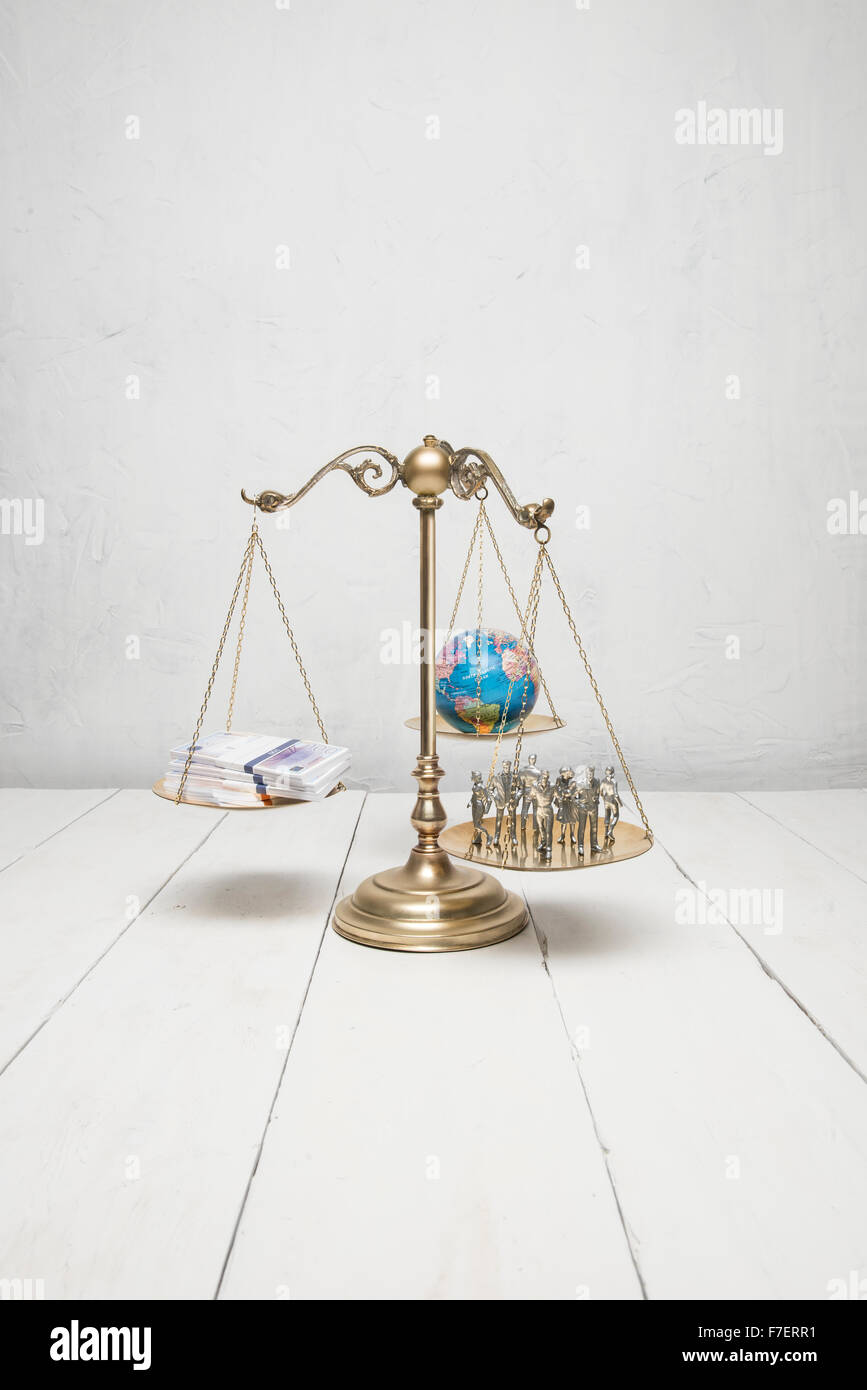 Three way scales of justice concept Stock Photo - Alamy