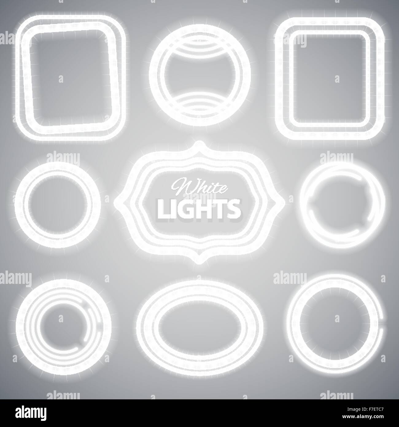 White Neon Lights Frames Stock Vector Image & Art - Alamy