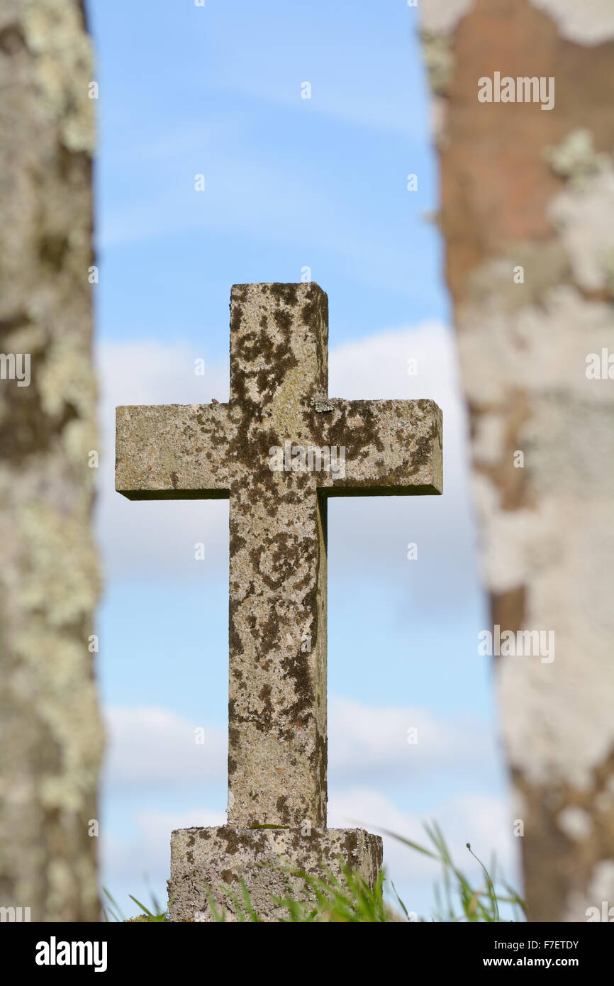 Christian Cross gravestone made from granite rock Stock Photo - Alamy