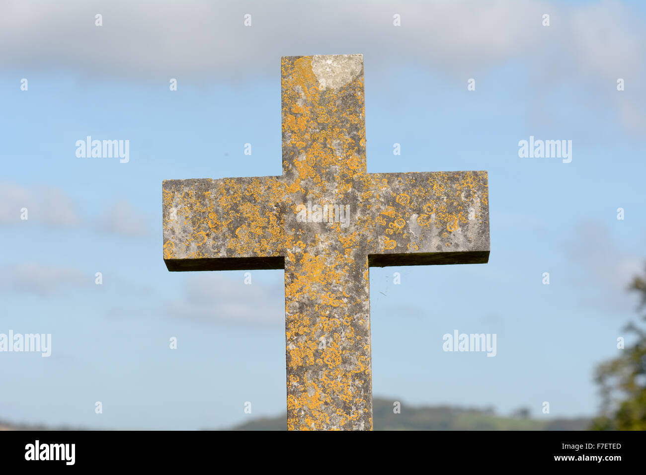 Christian Cross gravestone made from granite rock Stock Photo - Alamy