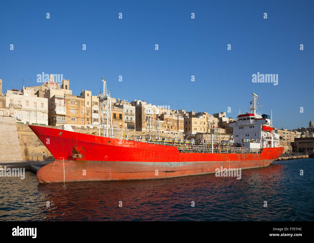 fuel ship in dock at Grand harbour (Valleta, Malta Stock Photo - Alamy